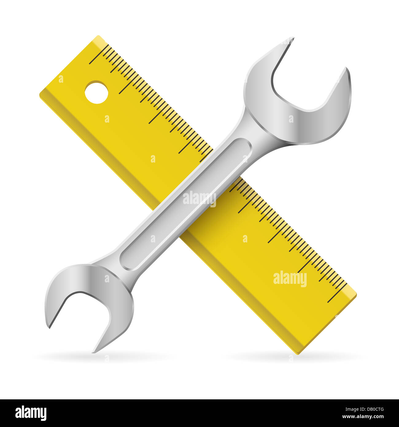 Spanner and ruler. Illustration on white background Stock Photo - Alamy