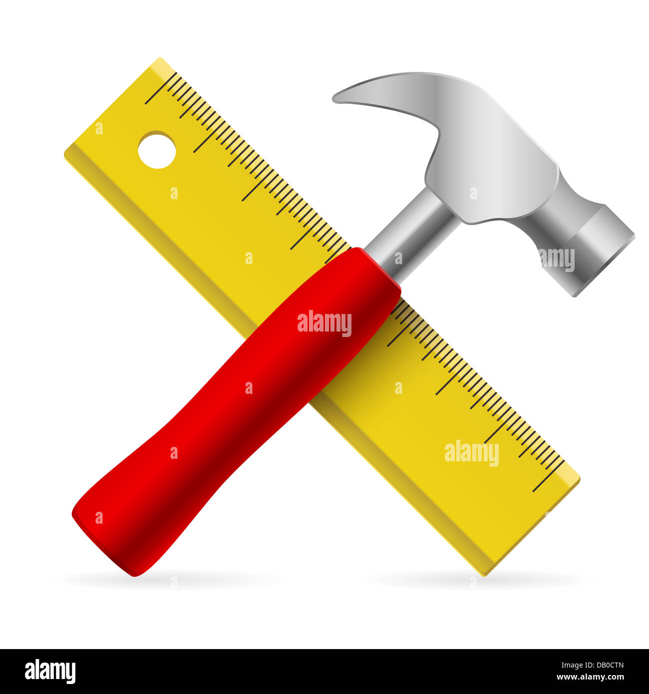 Hammer and ruler. Illustration on white background Stock Photo - Alamy