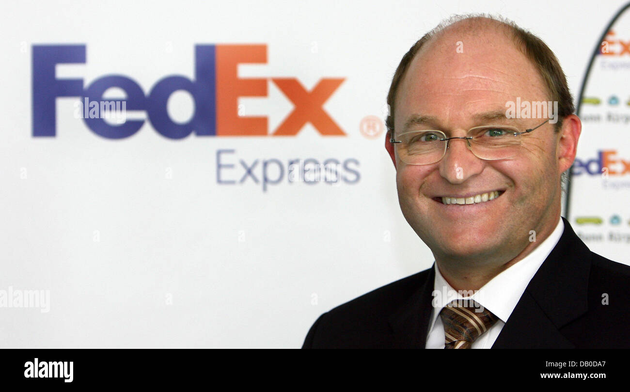 The CEO of FedEx in Germany and Austria Bernhard Schloemer holds a ...