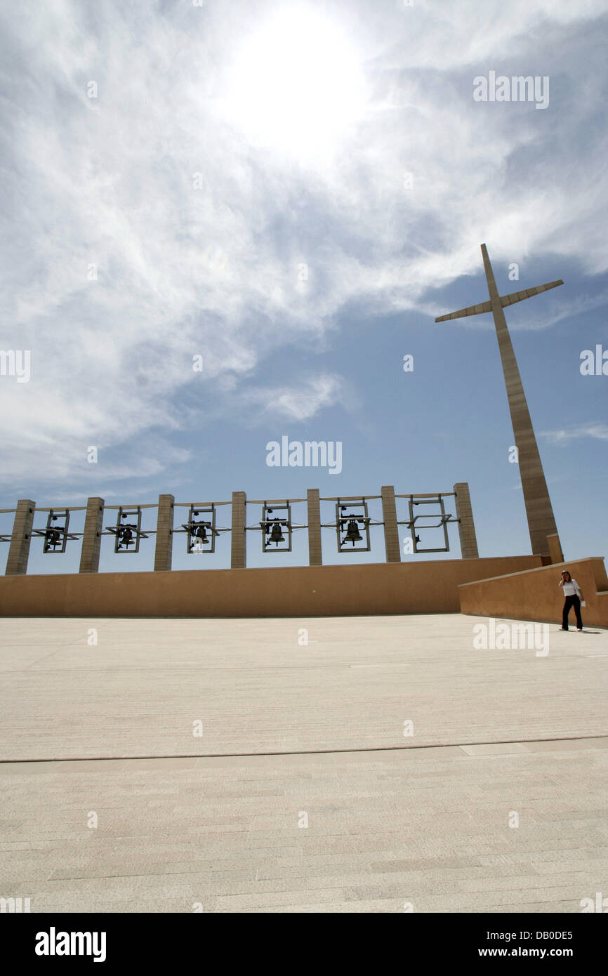 The picture shows the outdoor bells beside the new basilica Chiesa ...