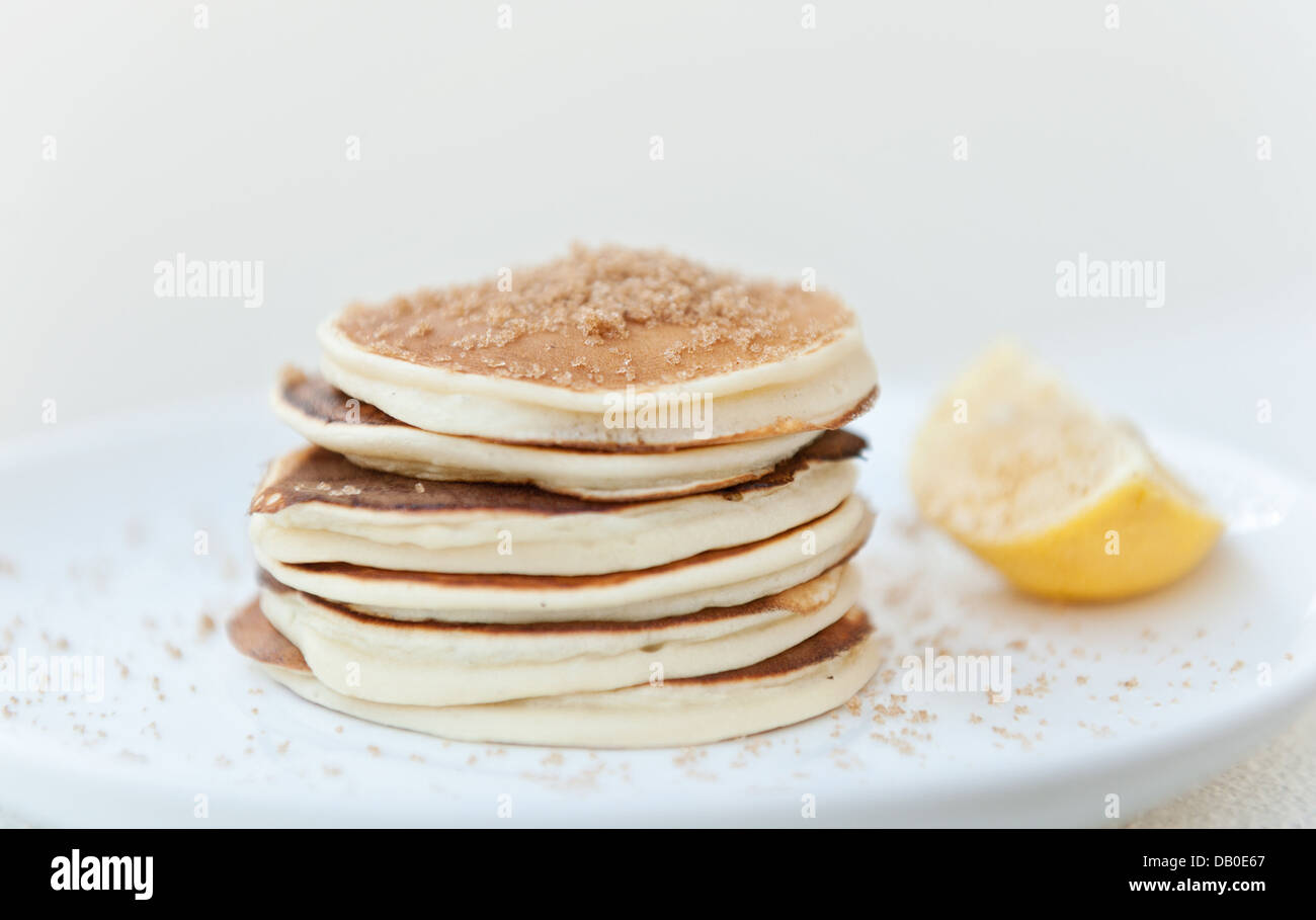 stack of mini pancakes, with lemon Stock Photo - Alamy