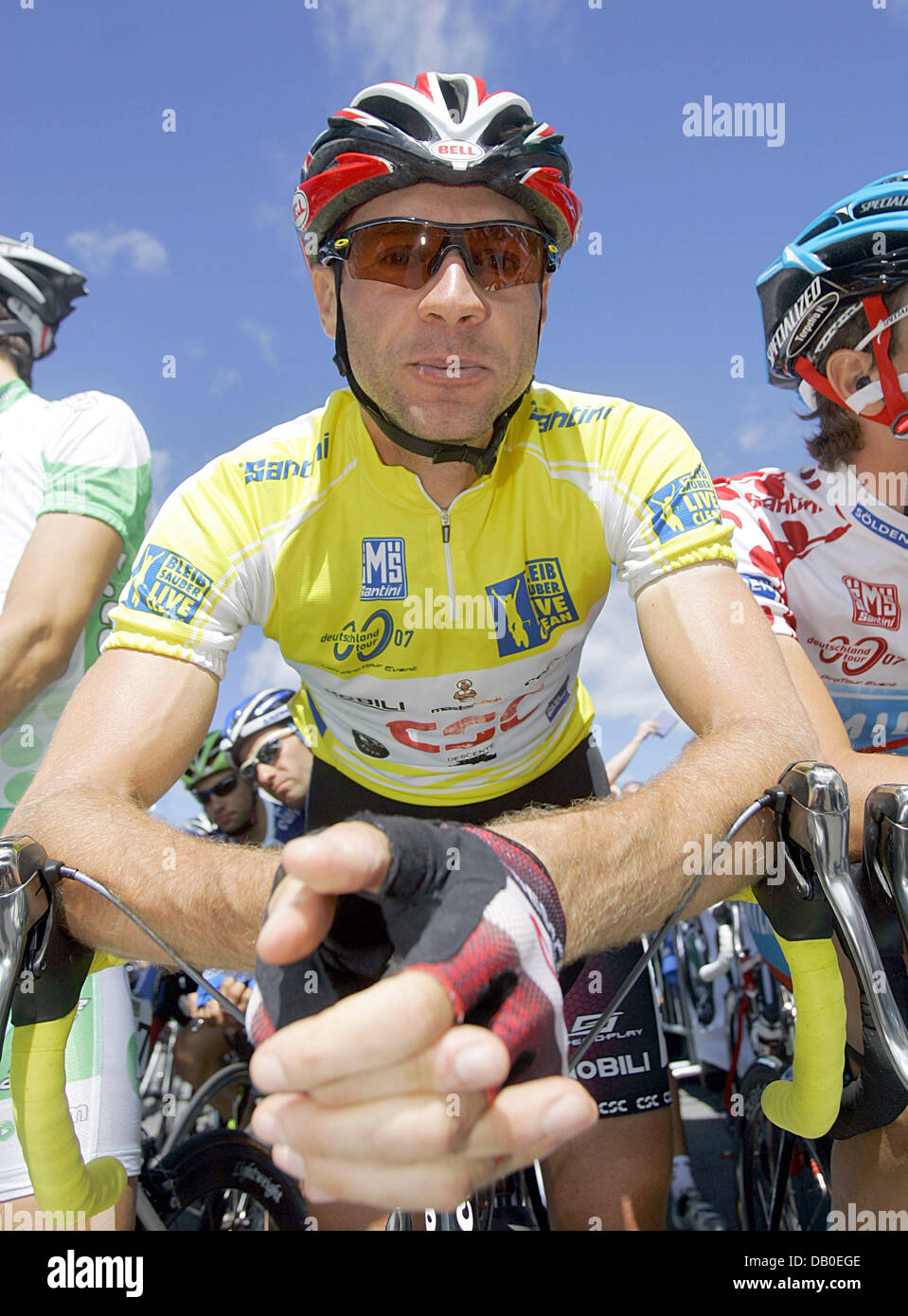 German cyclist Jens Voigt of the Team CSC who is wearing the yellow ...