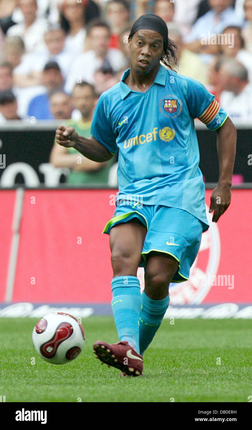 FC Barcelona's Ronaldinho is shown in action during the friendly match ...