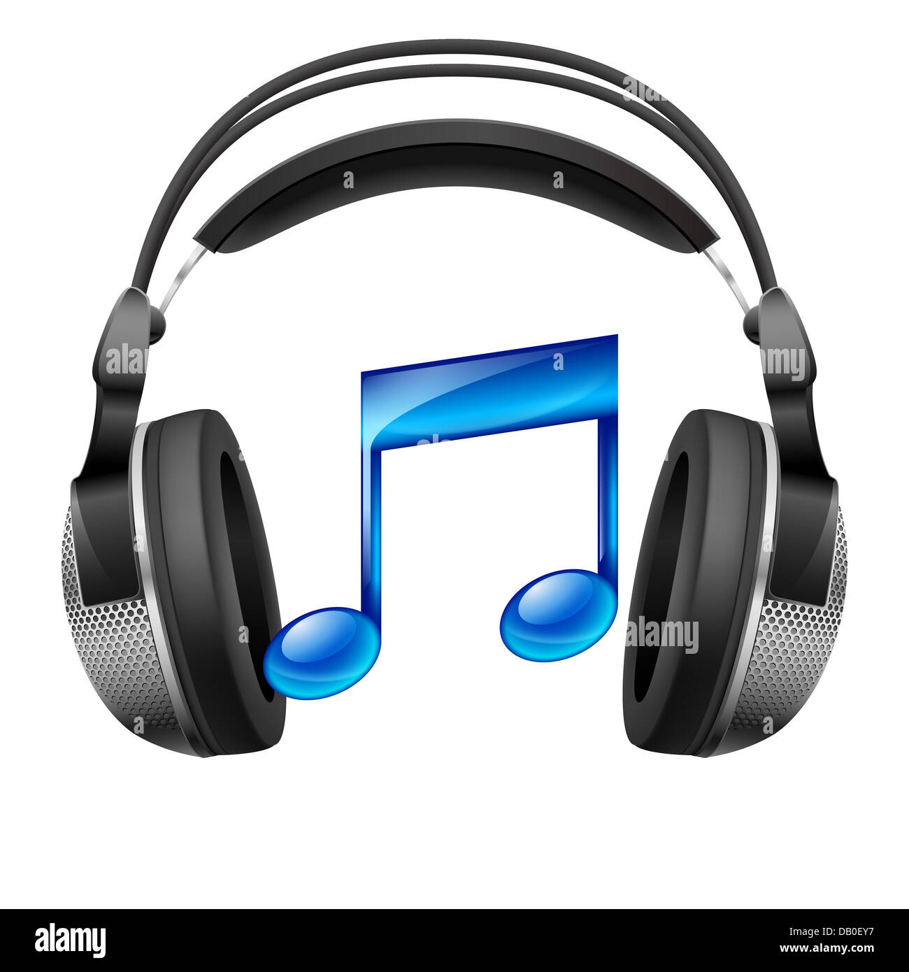 Realistic headphones and musical note. Illustration on white background ...