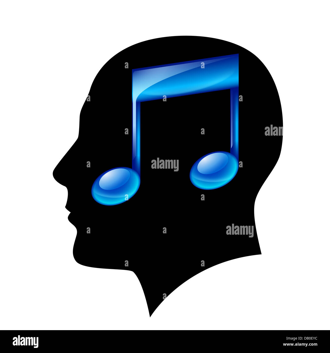 Head of man with musical note. Illustration on white background Stock ...