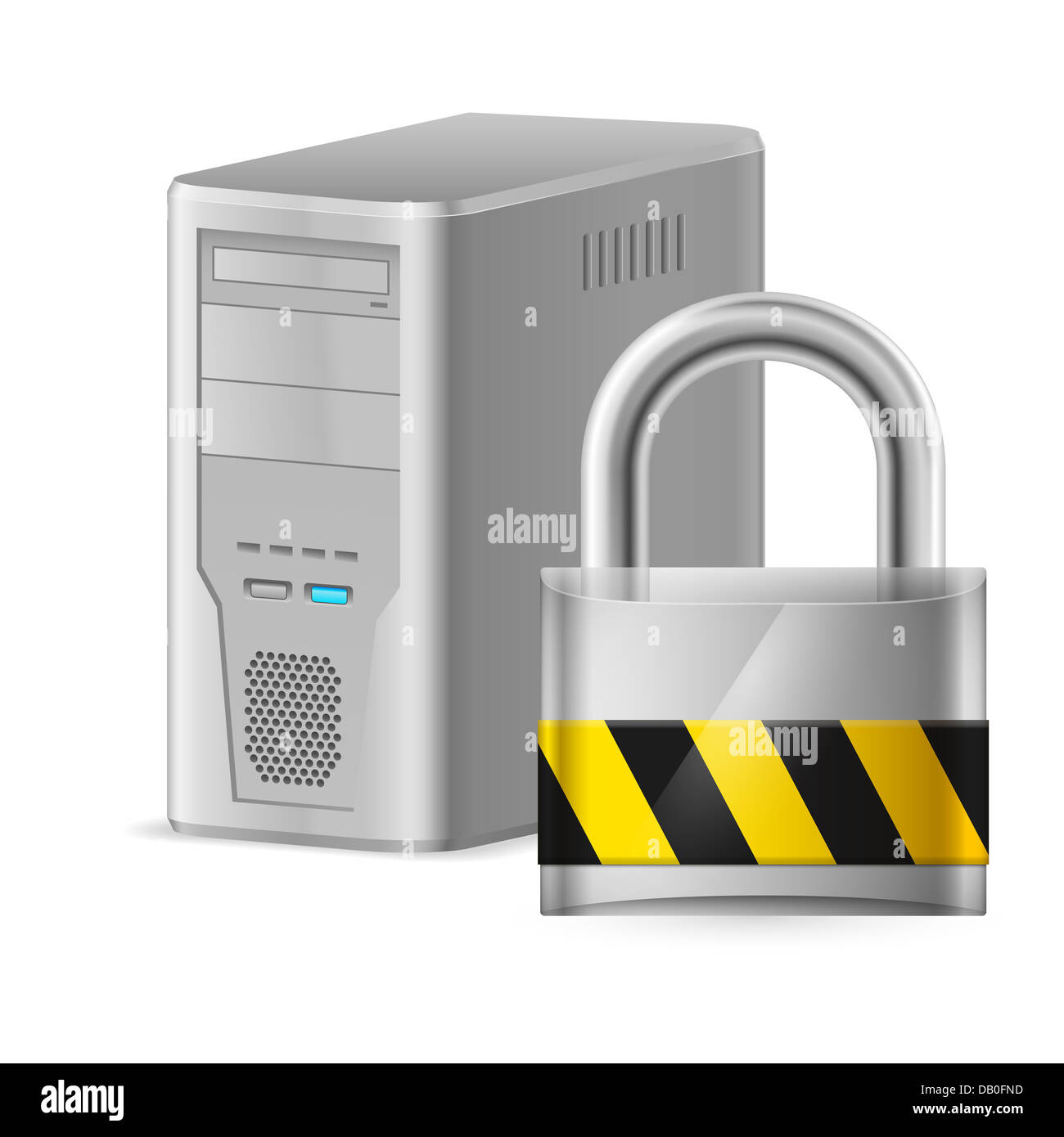 Padlock and Gray Case of Computer. Illustration of designer on a white ...