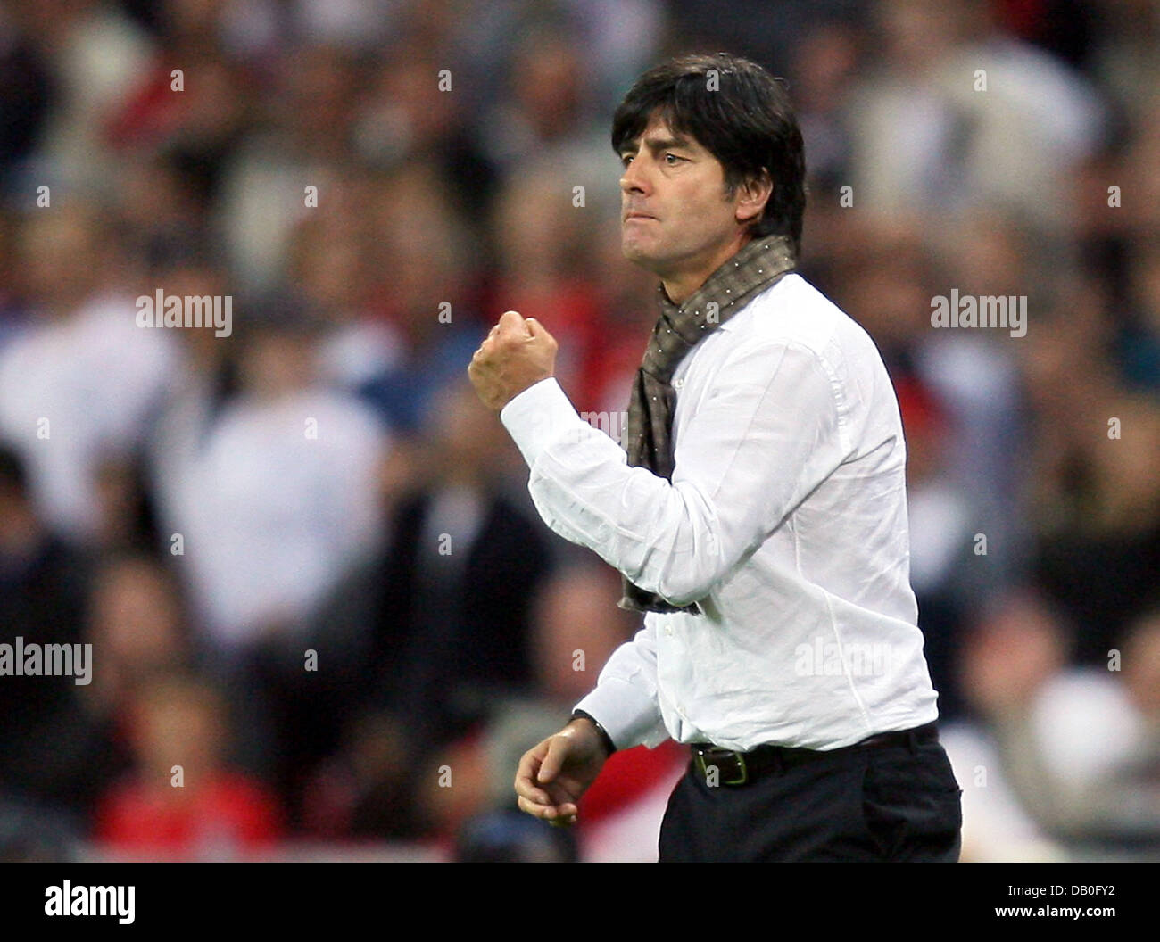 Coach of the German national soccer team, Joachim Loew, gestures at the ...