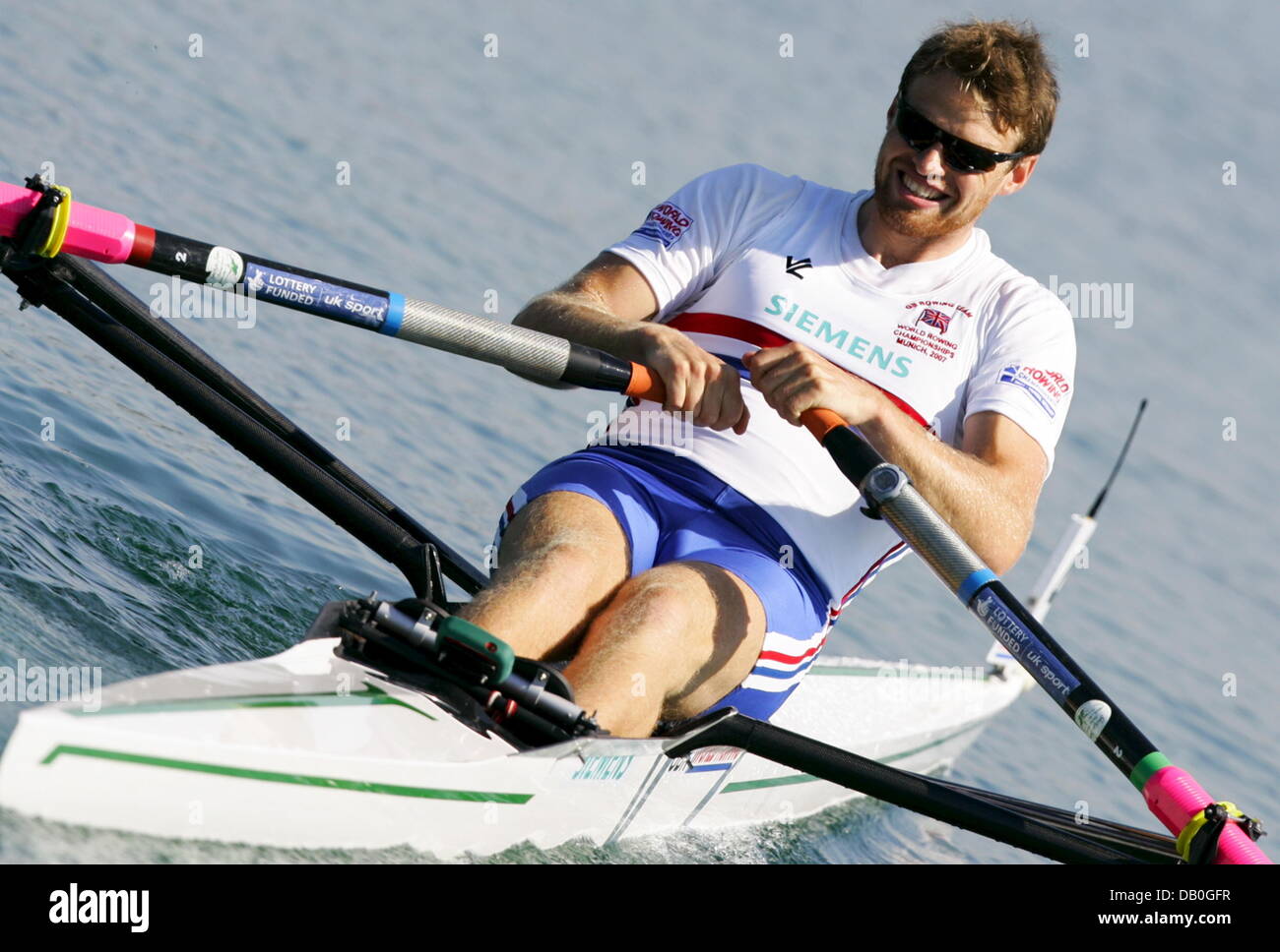 English rowing athlete Alan Campell shown in action at the Rowing World ...