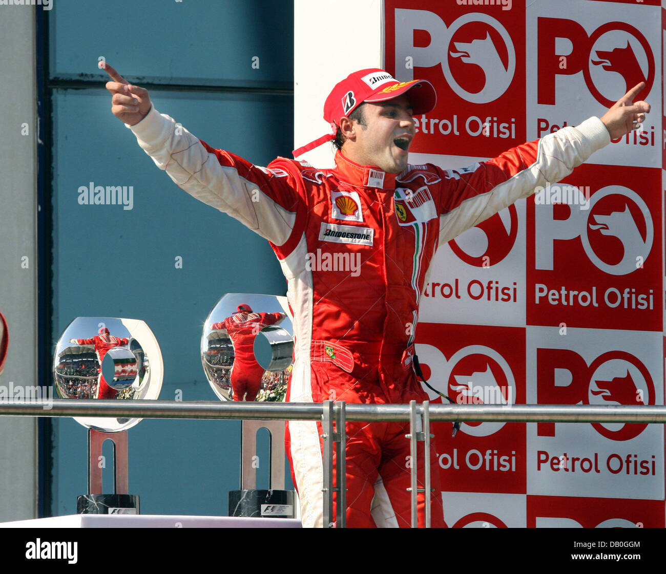 Brazilian Formula One Driver Felipe Massa of Ferrari celebrates on the ...