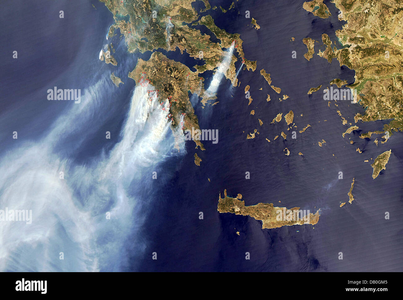 The picture from NASA satelite 'Terra' shows Greek peninsula ...