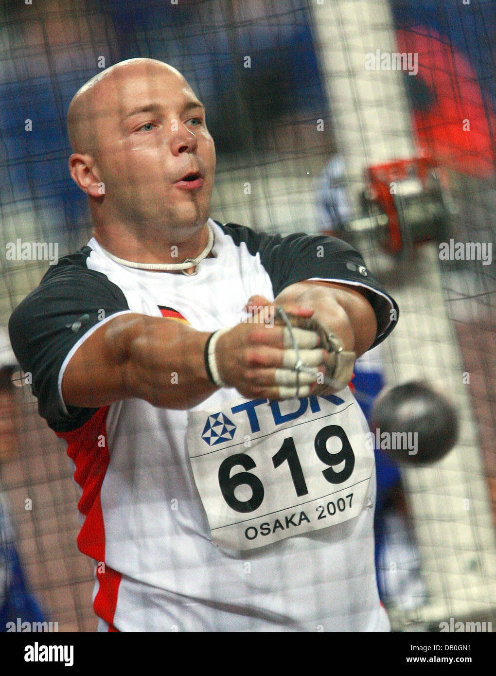 The picture shows German hammer thrower Markus Esser during the men's ...