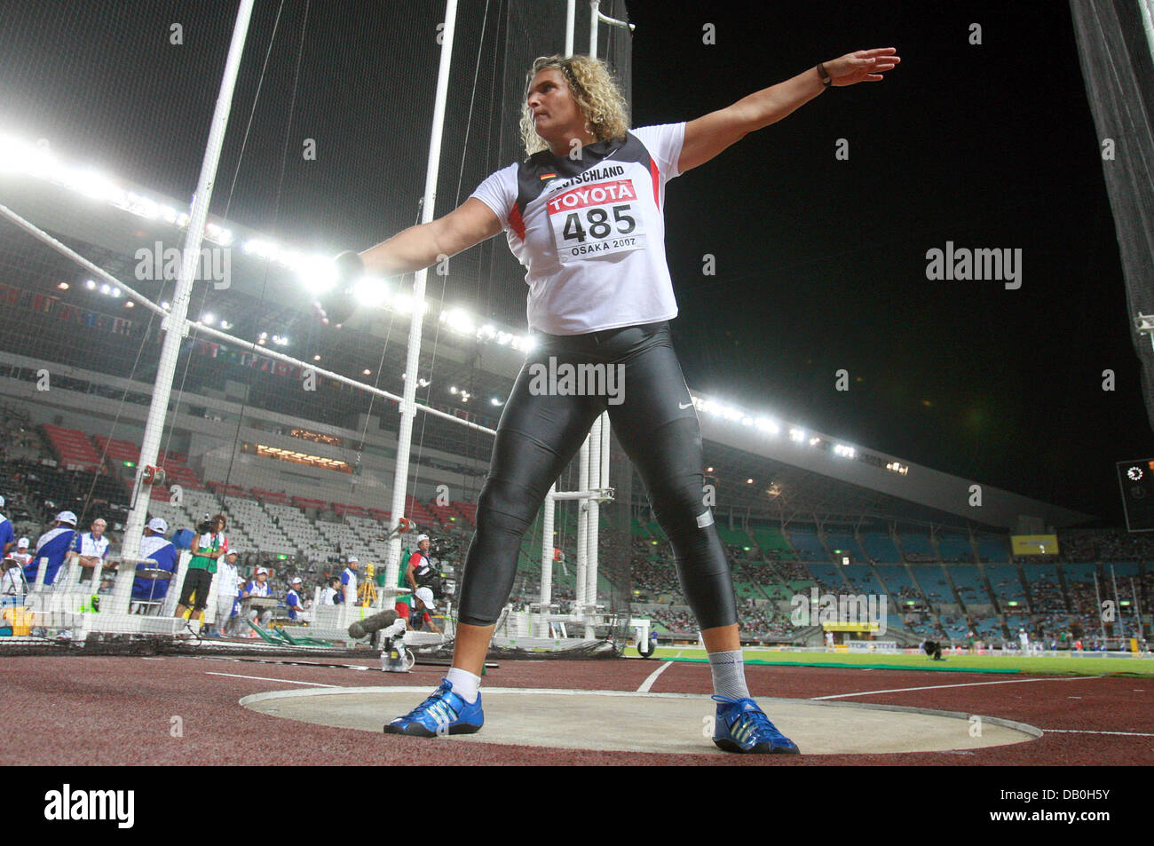 German Franka Dietzsch prepares for a throw in the Women Discus Throw ...