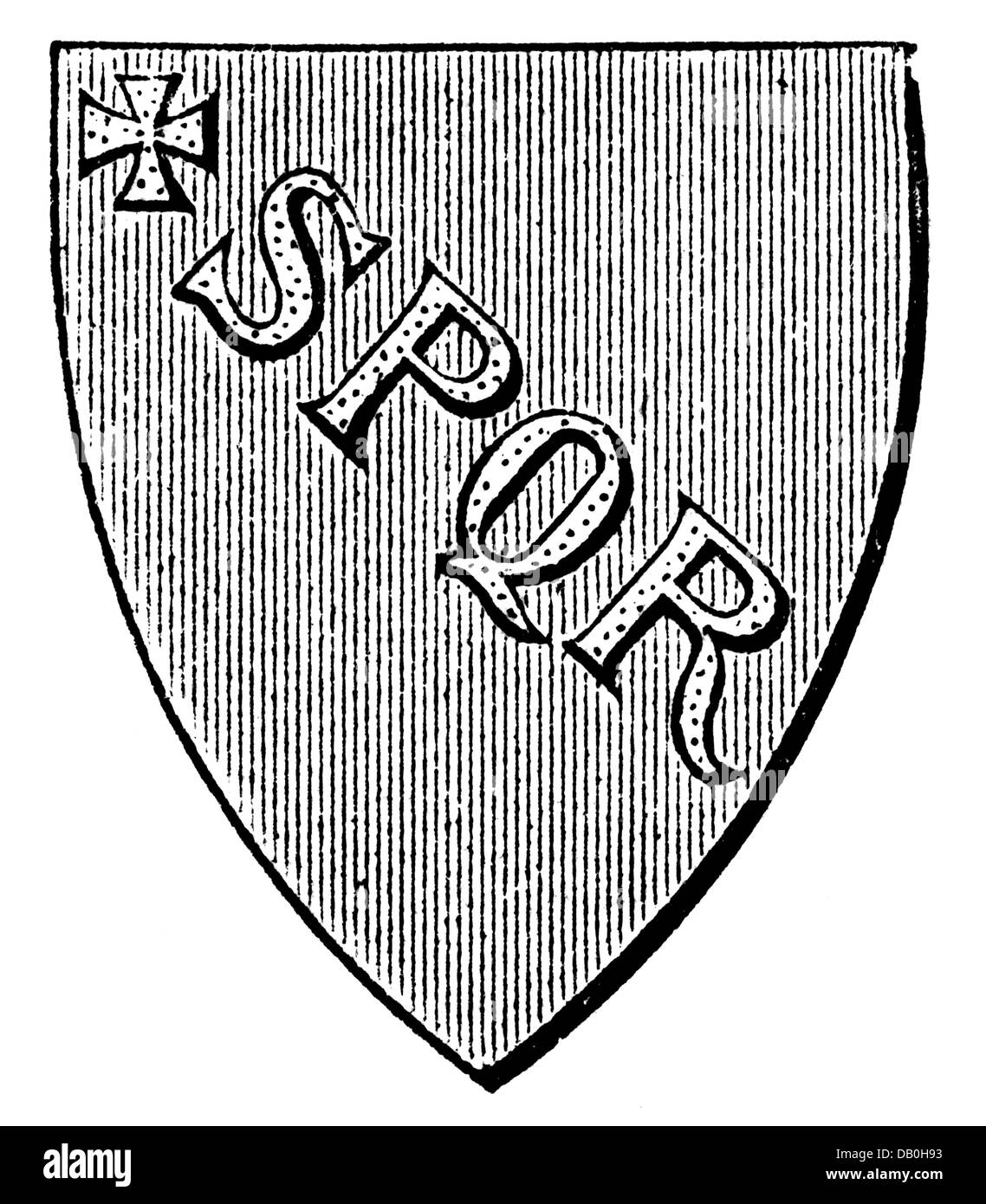heraldry, coat of arms, Italy, city arms, Rome, wood engraving, 1893 ...