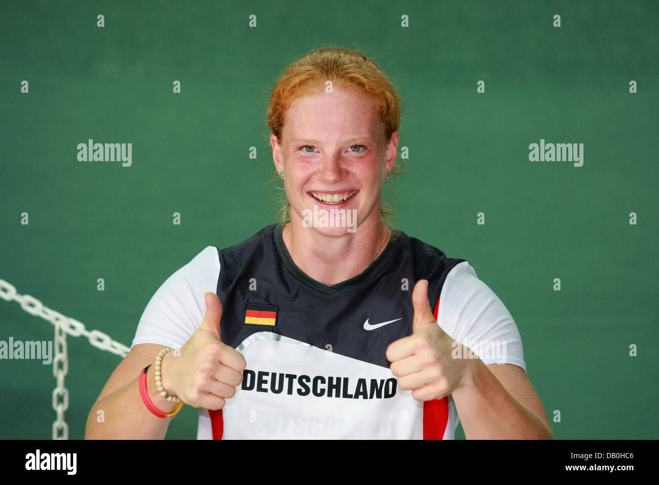 German hammer thrower Betty Heidler celebrates after winning gold in ...