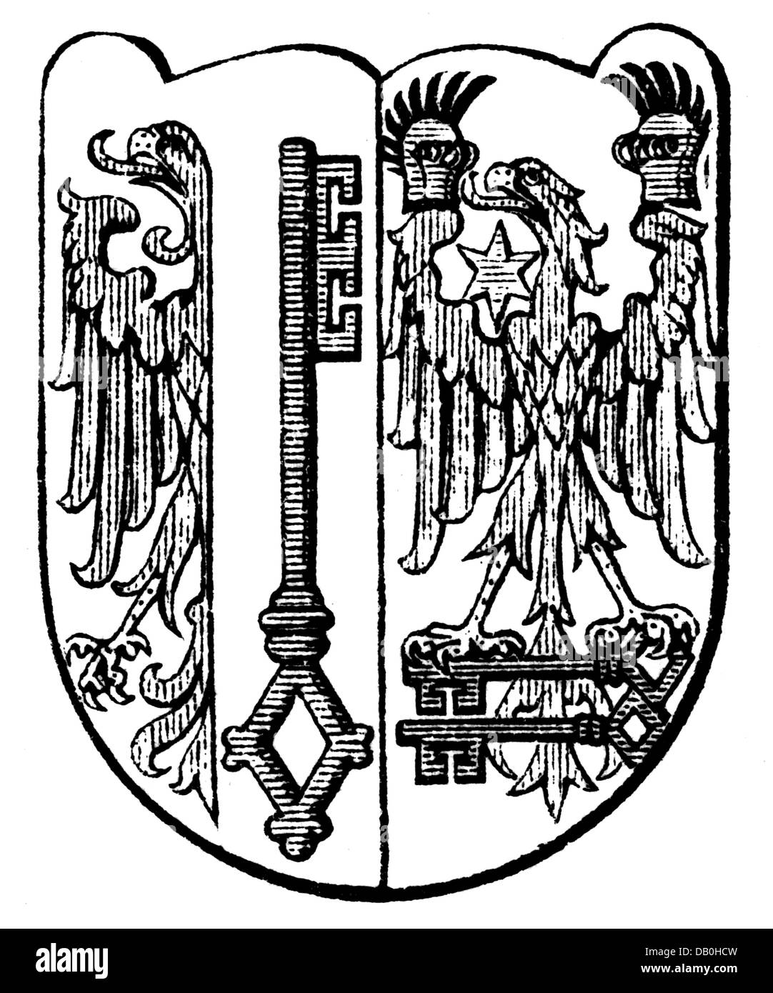 heraldry, coat of arms, Germany, city arms, Salzwedel, wood engraving ...