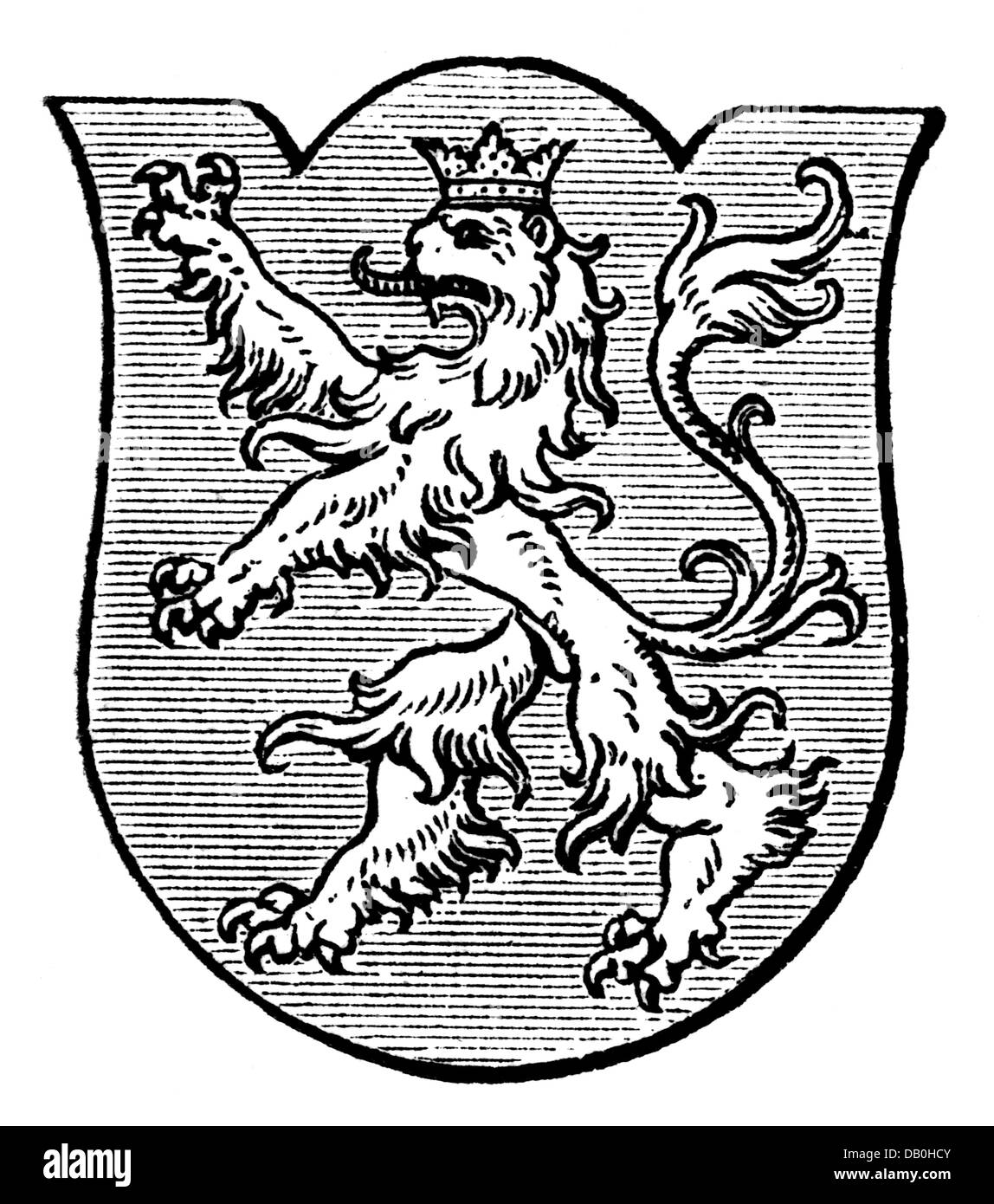 heraldry, coat of arms, Spain, city arms, Zaragoza, wood engraving ...