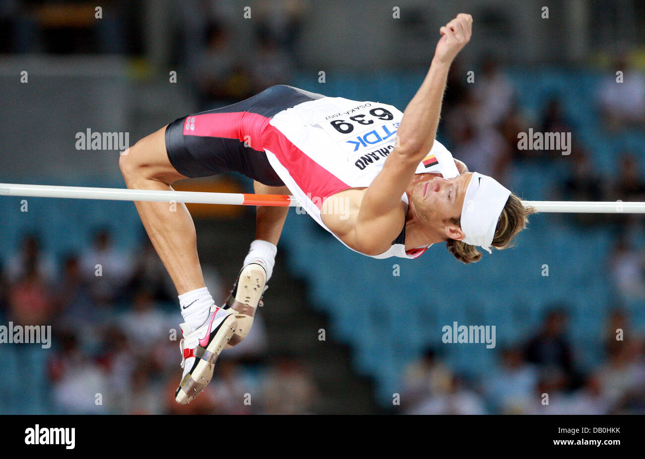 German Andre Niklaus in action during the Decathlon High Jump event of ...