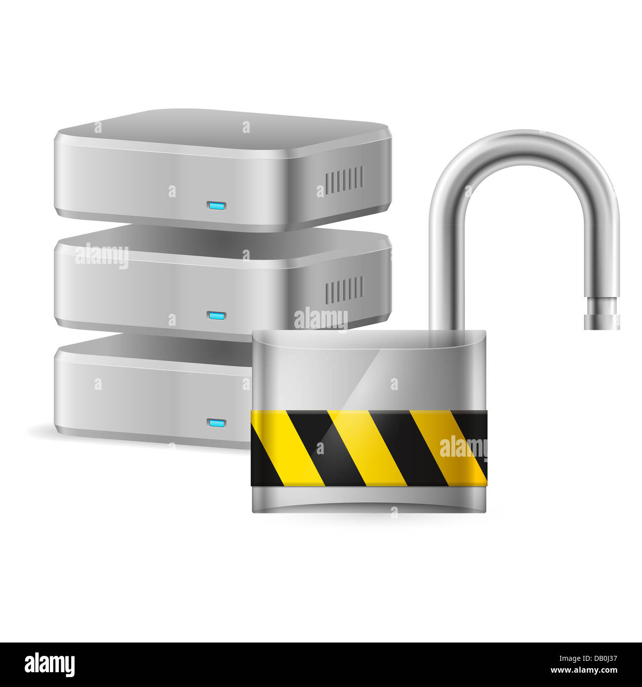 Open padlock - computer security concept. Illustration on white Stock ...
