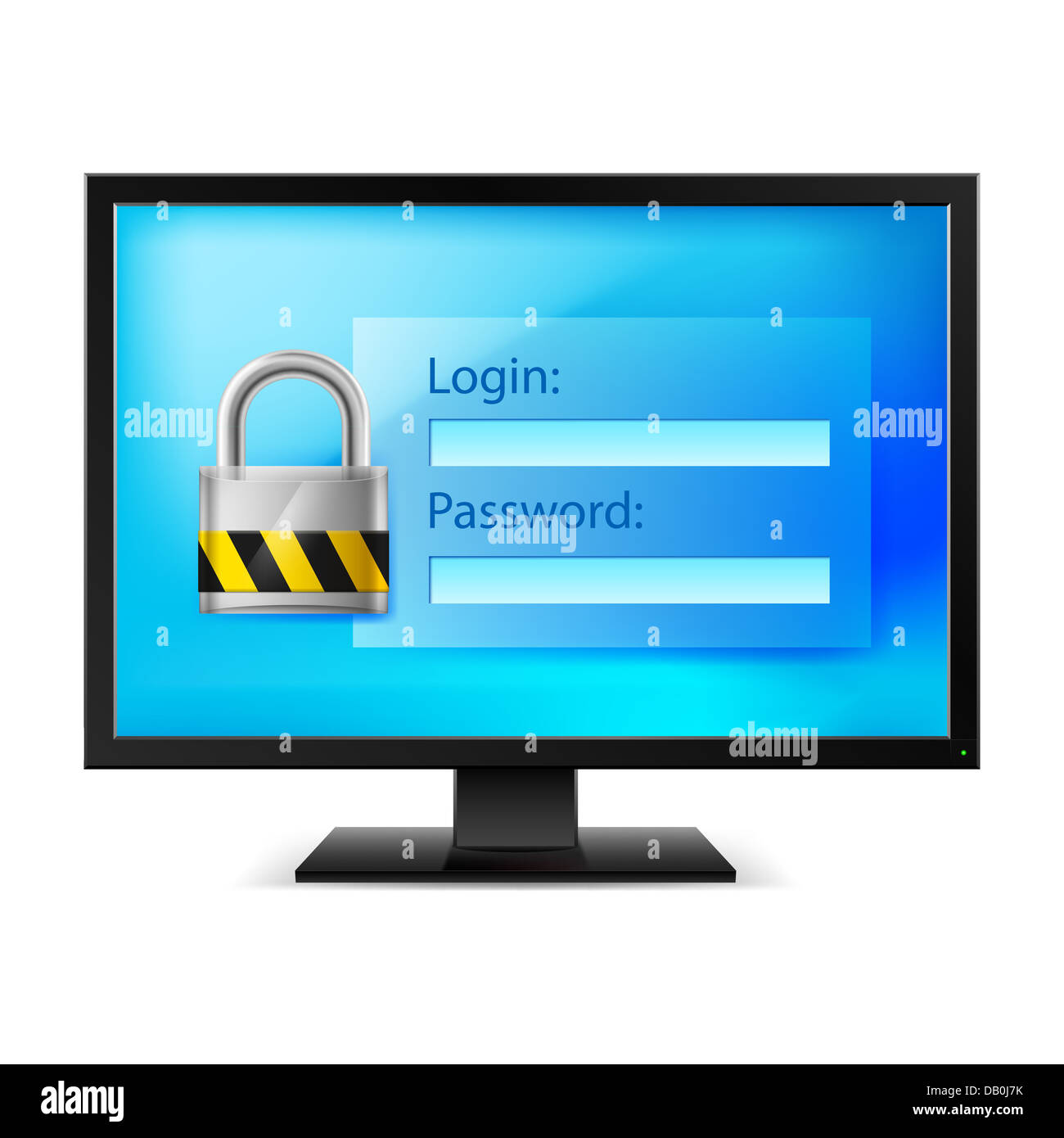 Illustration of computer with lock on white background Stock Photo - Alamy
