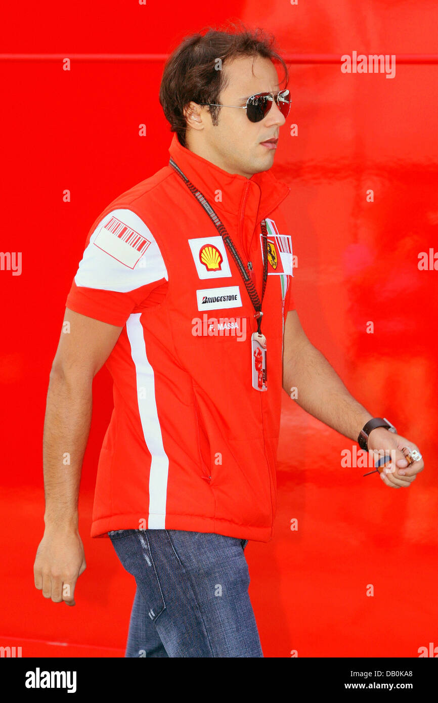Brazilian Formula One driver Felipe Massa of Ferrari arrives at the ...