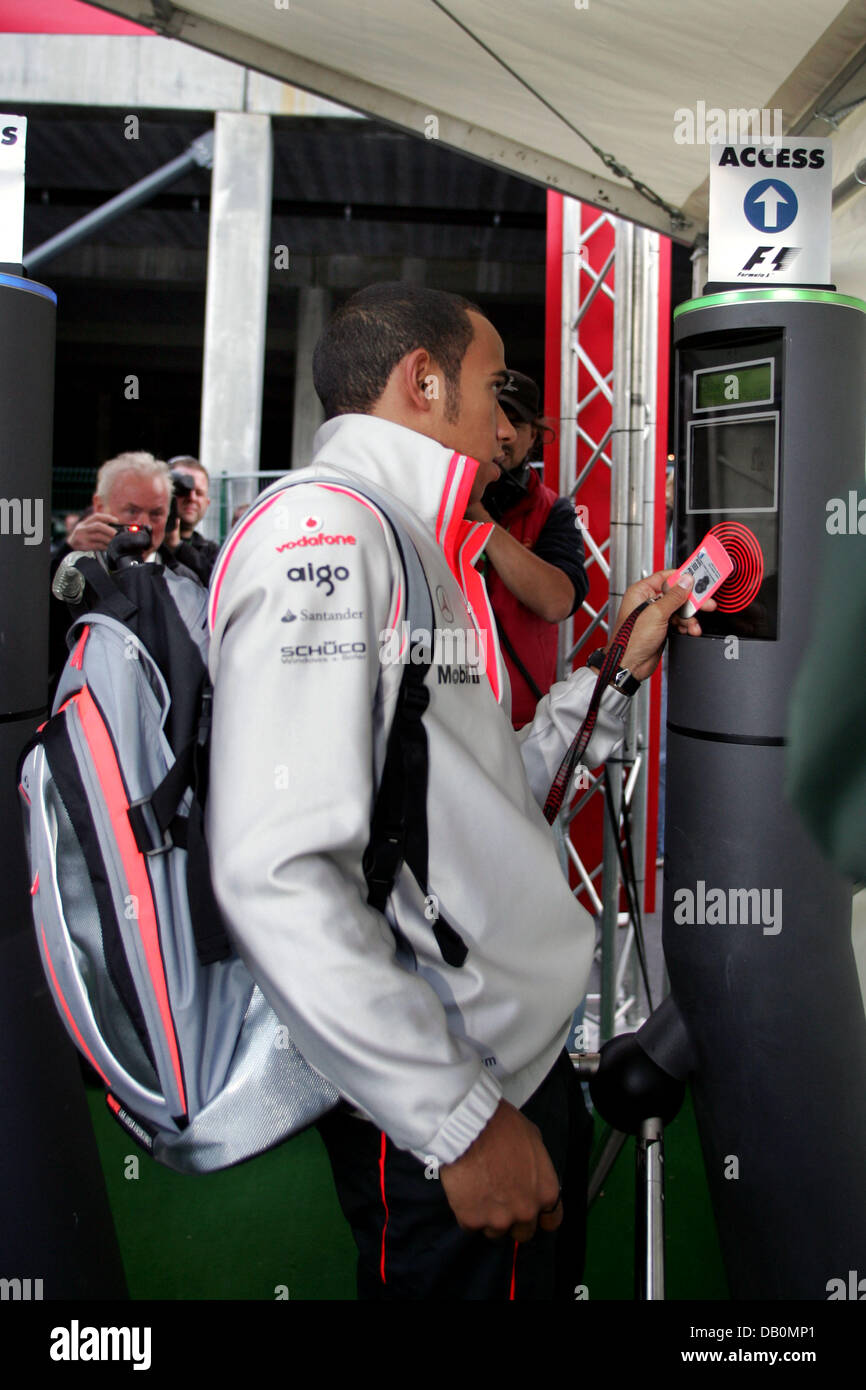 British Formula One rookie Lewis Hamilton of McLaren Mercedes arrives ...