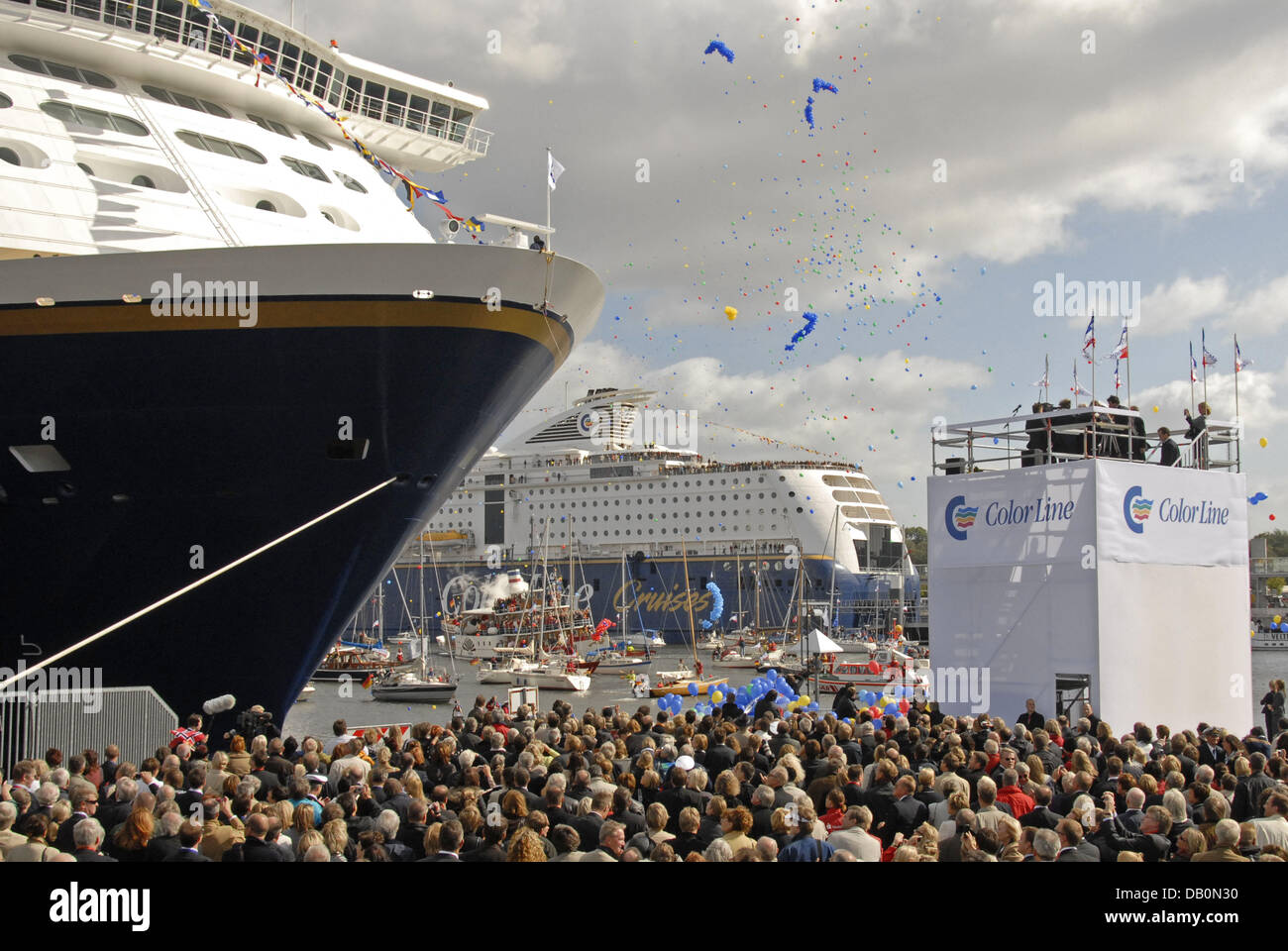 Several thousands of visitors watch the christening of the M/S Color ...