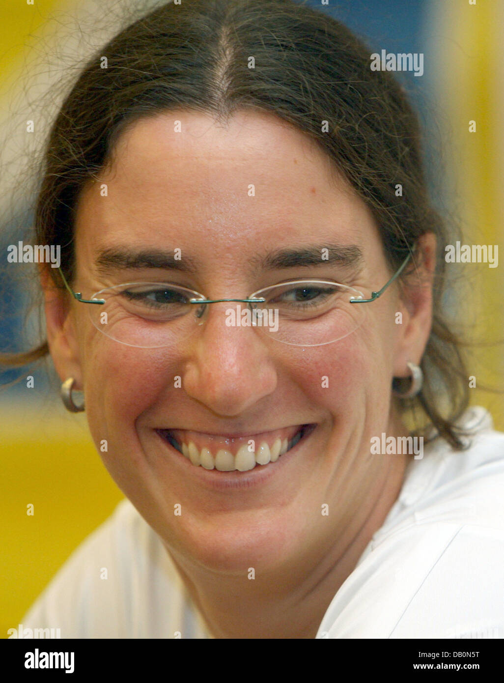 German national player Birgit Prinz (L) is pictured during a press ...