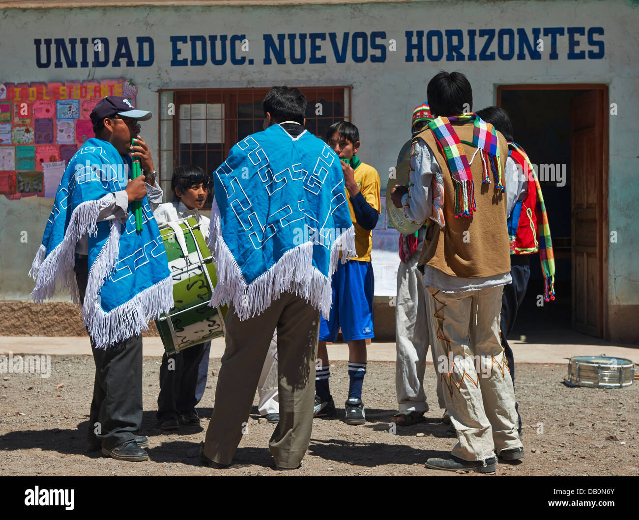 indigenous Quechua musicans in village near San Antonio de Lipez, Andes ...
