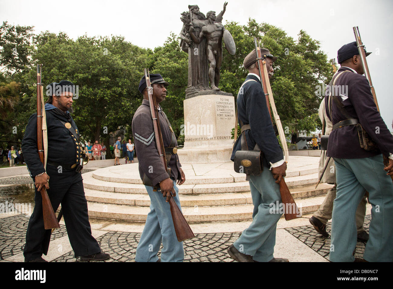 Civil War re-enactors representing the all black 54th Massachusetts ...