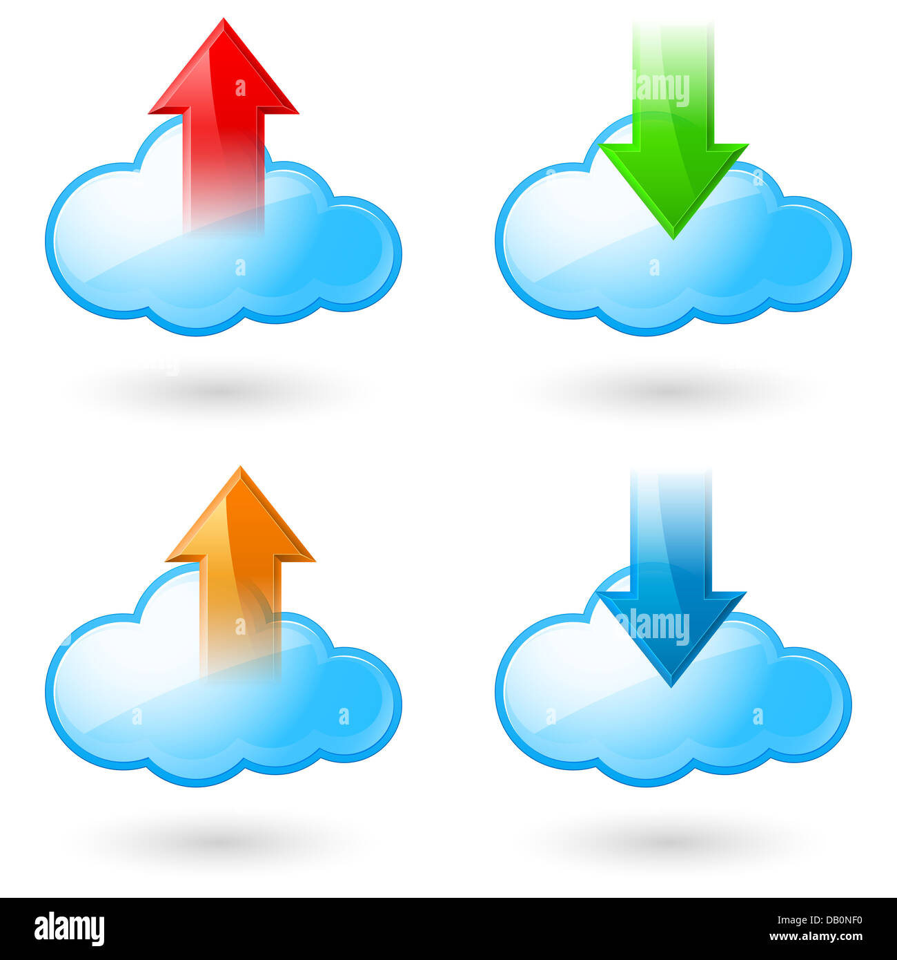 Set of Cloud with Arrows. Illustration on white background Stock Photo ...