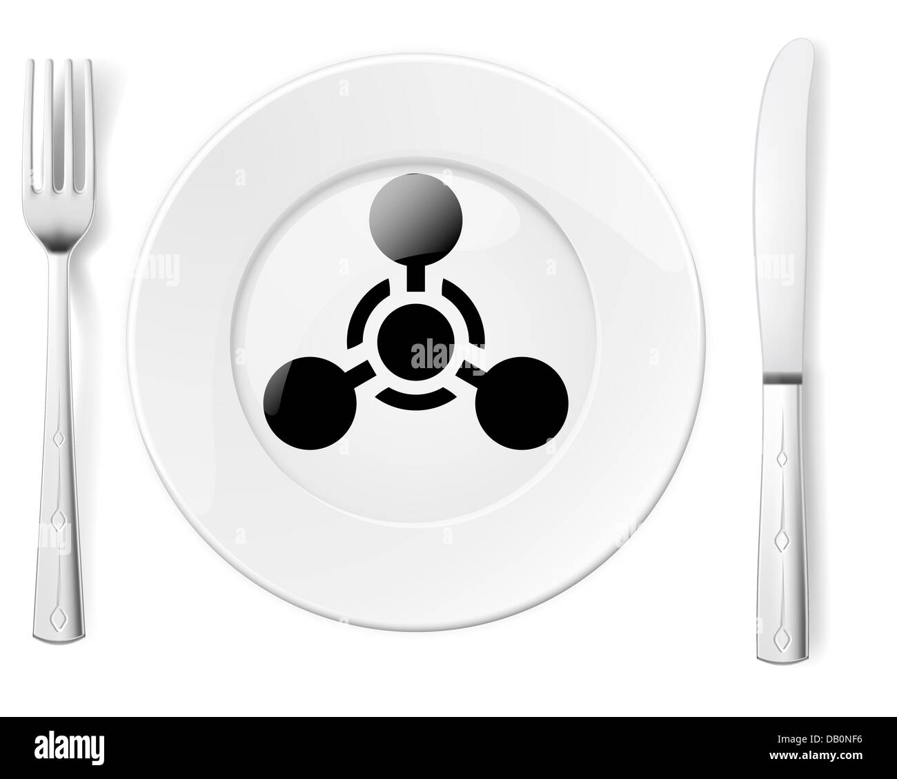 Dangerous food symbol represented by a Fork and Knife with a Plate and ...