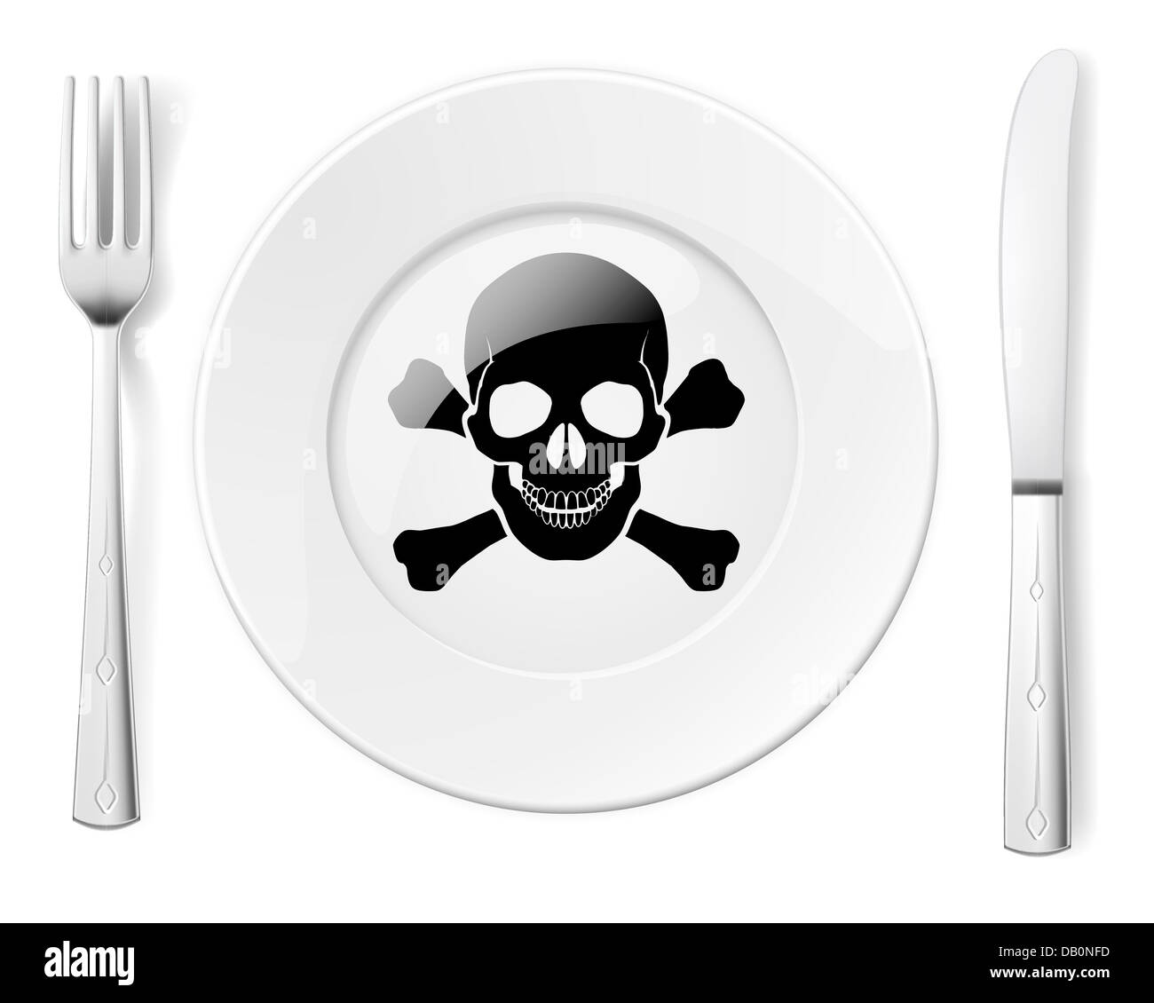 Dangerous food symbol represented by a Fork and Knife with a Plate and ...
