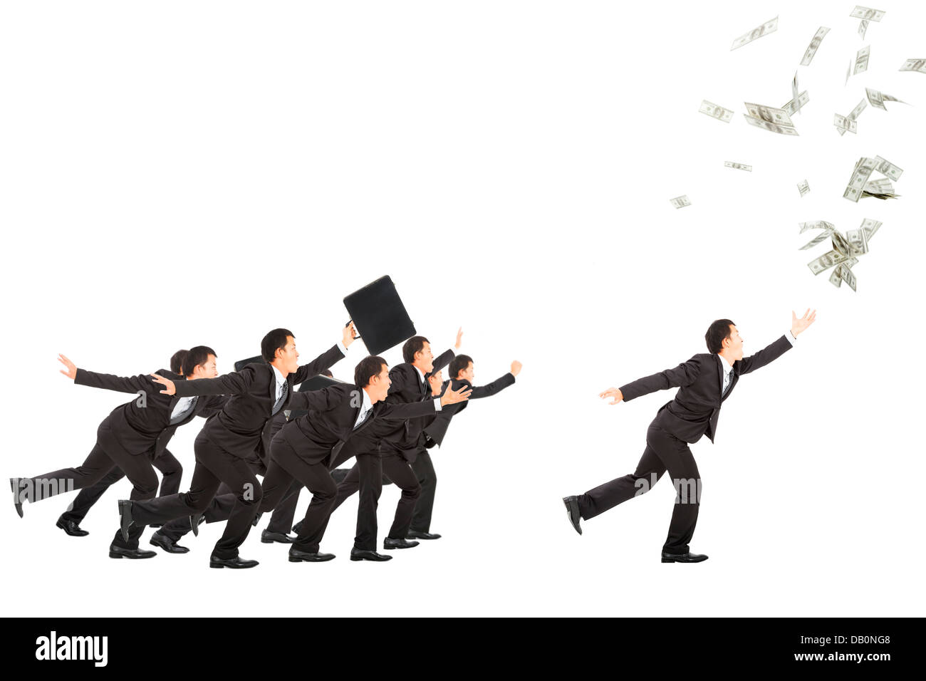 excited businessman running to the money Stock Photo - Alamy