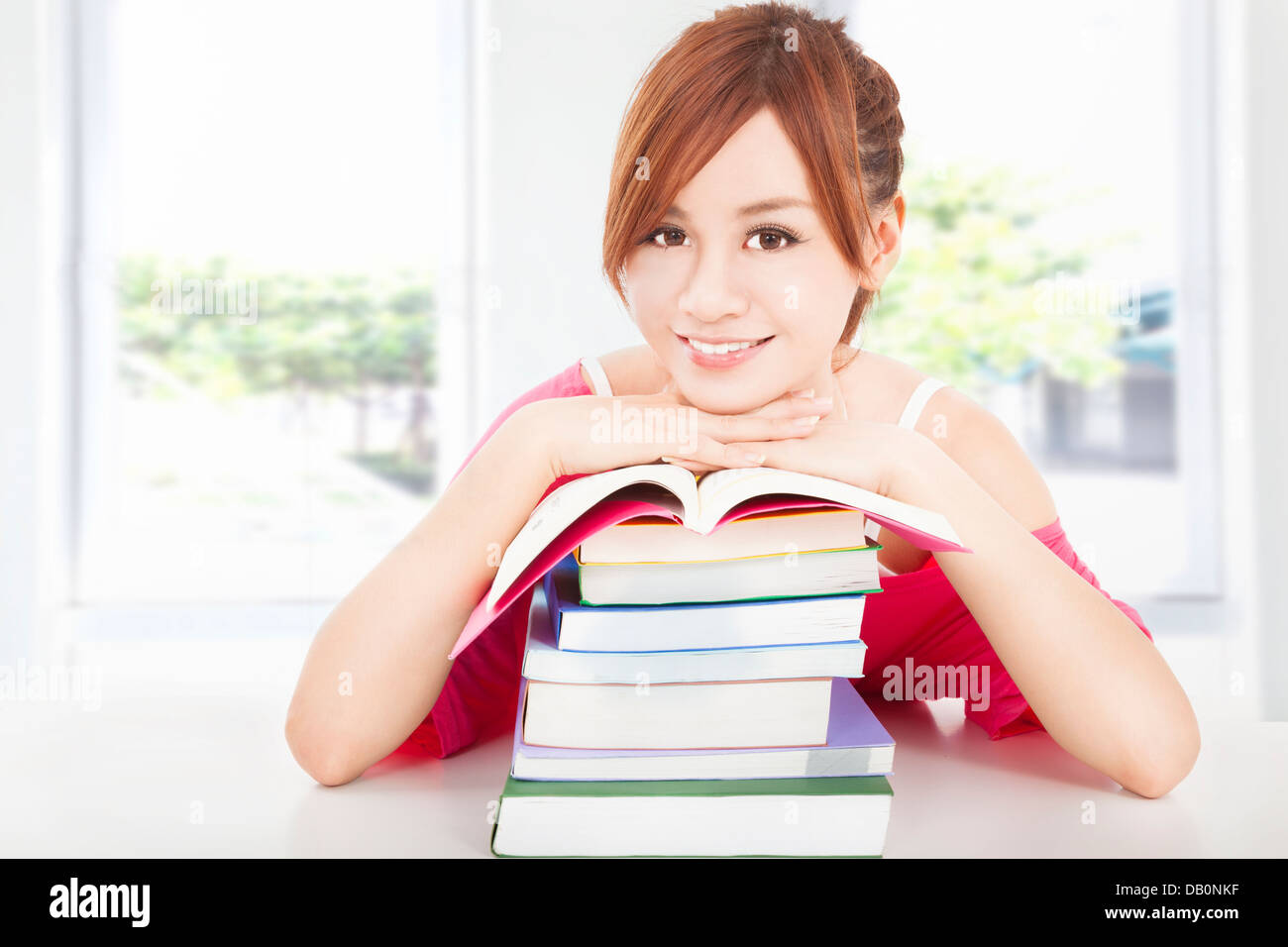 beautiful student girl with books Stock Photo - Alamy
