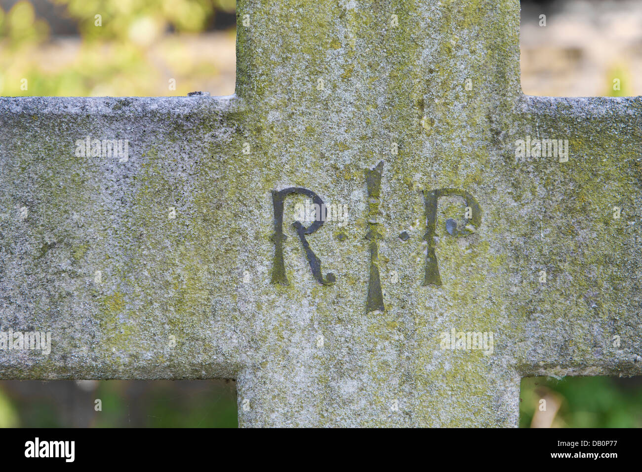 Details of Catholic cross showing the letters RIP Stock Photo - Alamy