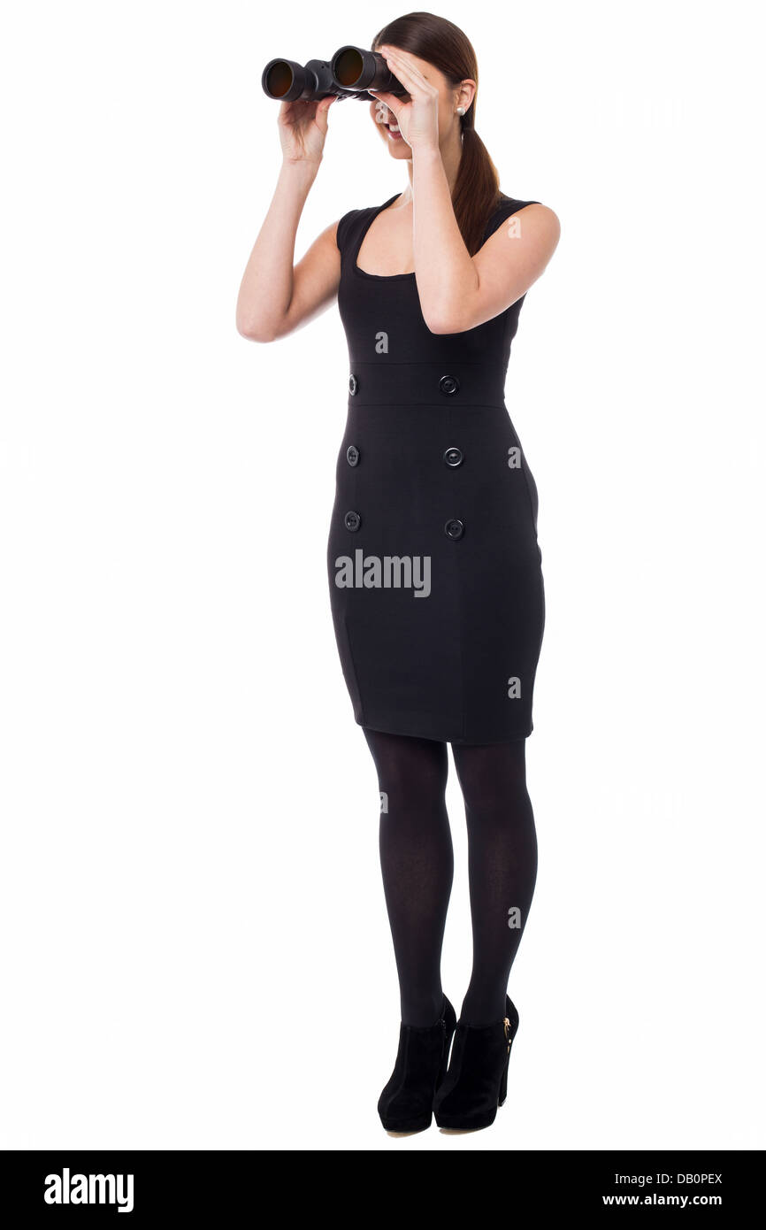 Far sighted corporate lady in action Stock Photo - Alamy