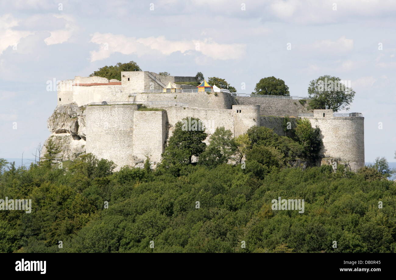 The picture shows southern Germany's biggest castle ruin Hohenneuffen ...