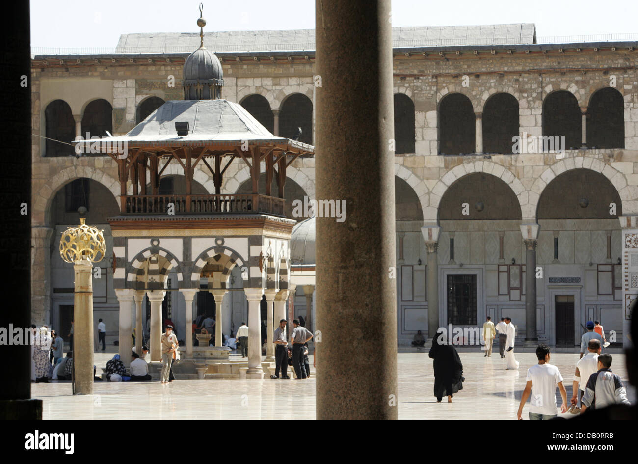People pictured in the patio of Umayyad mosque, the Great Mosque of ...