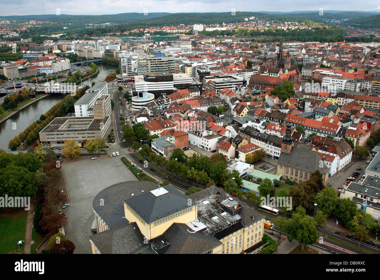 The picture shows an aerial view of Saarland's capital Saarbruecken ...