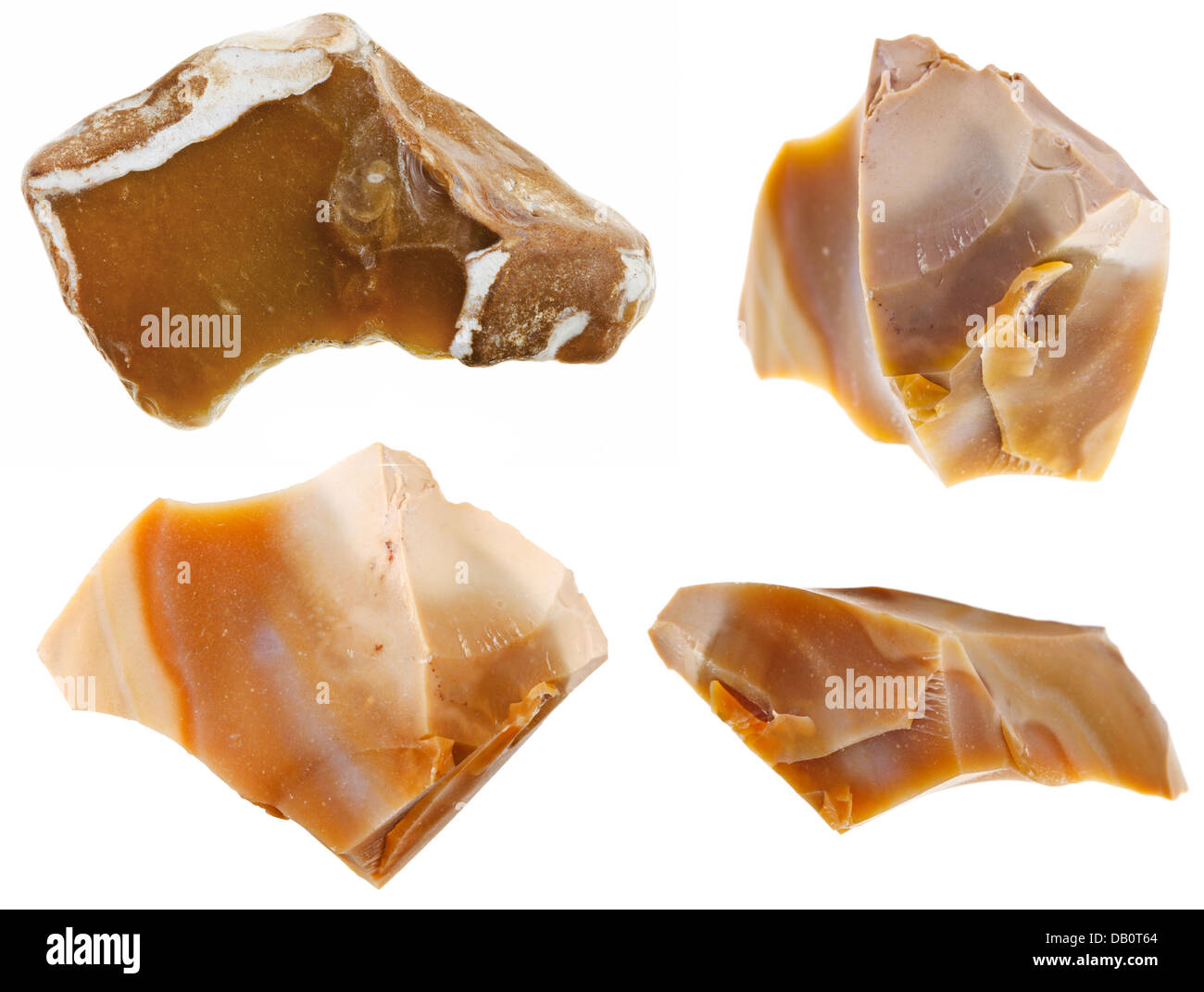 set of Flint mineral pebble isolated on white background Stock Photo ...