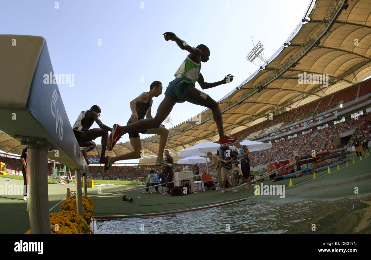Runners pictured during the 3000m Steeplechase at the IAAF World ...