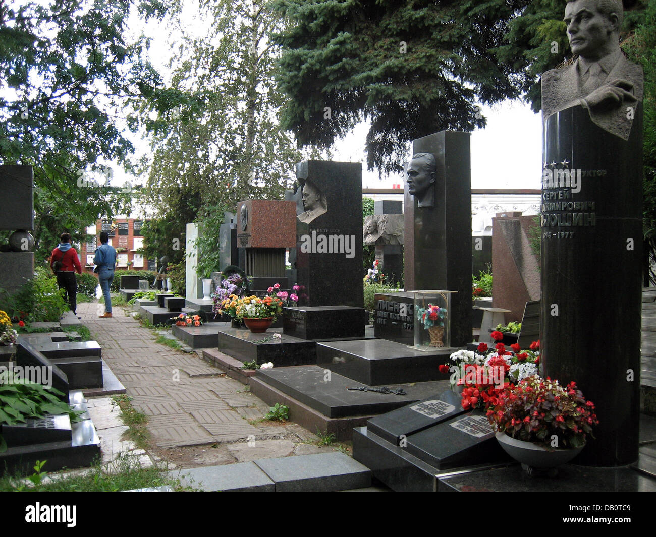 The picture shows tomb stones on the Novodevichy Cemetery in Moscow ...