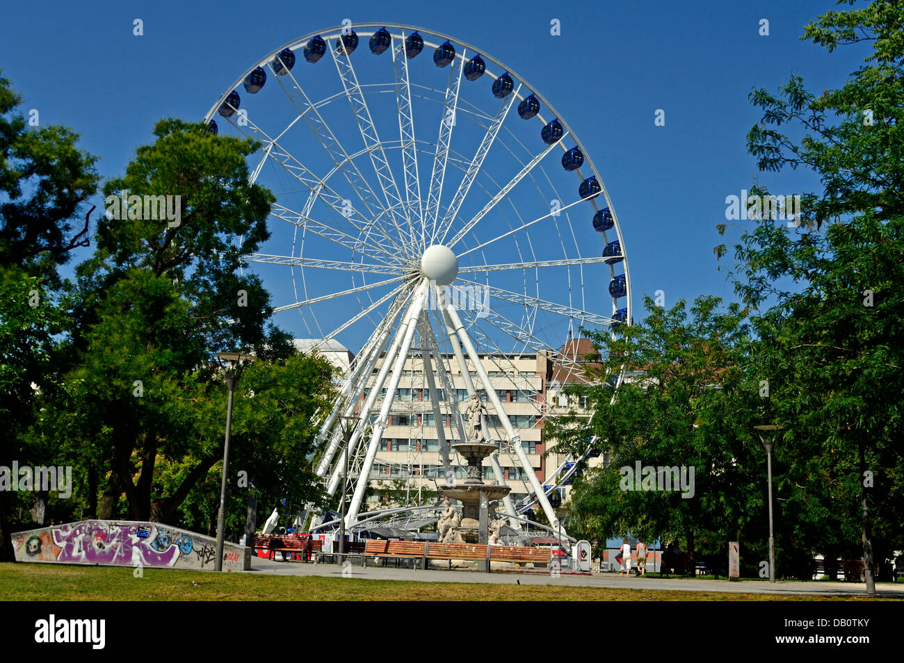 Sziget eye ferris wheel Budapest Hungary general view Erzsebet Square ...