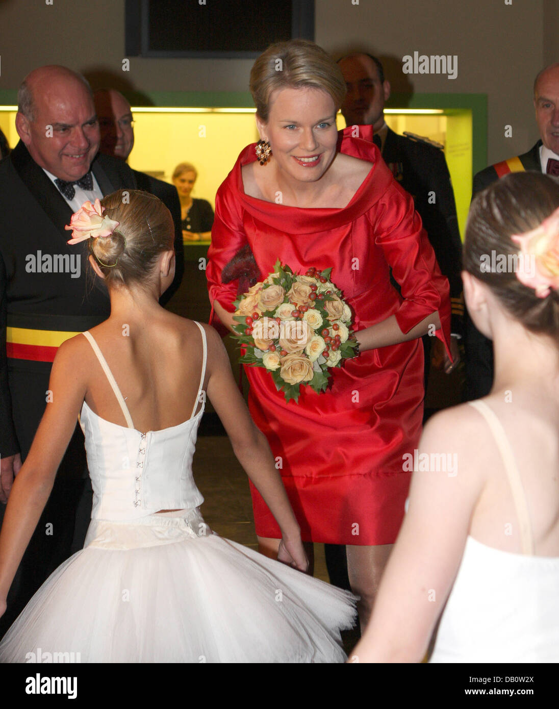 Princess Mathilde talks to young dancers while attending a gala evening ...