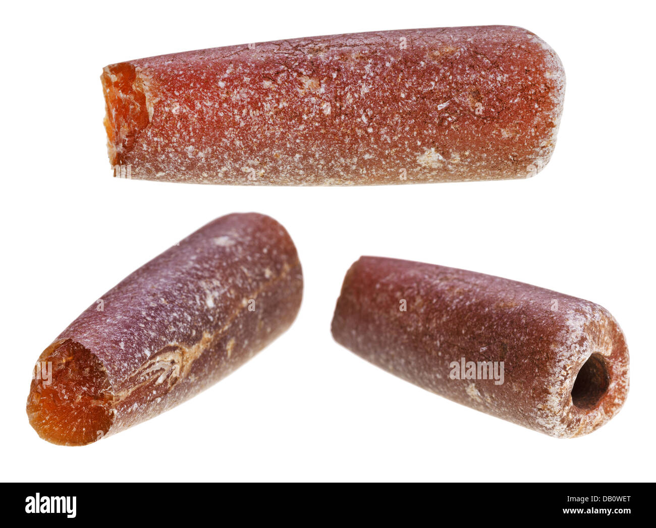 set of fossilised rostra of belemnoids - thunderbolt isolated on white ...