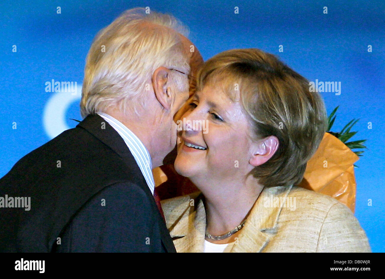German Chancellor Angela Merkel (R) and outgoing Bavarina Prime ...