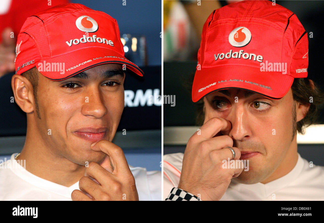 The two picture combo shows British Formula One driver Lewis Hamilton ...