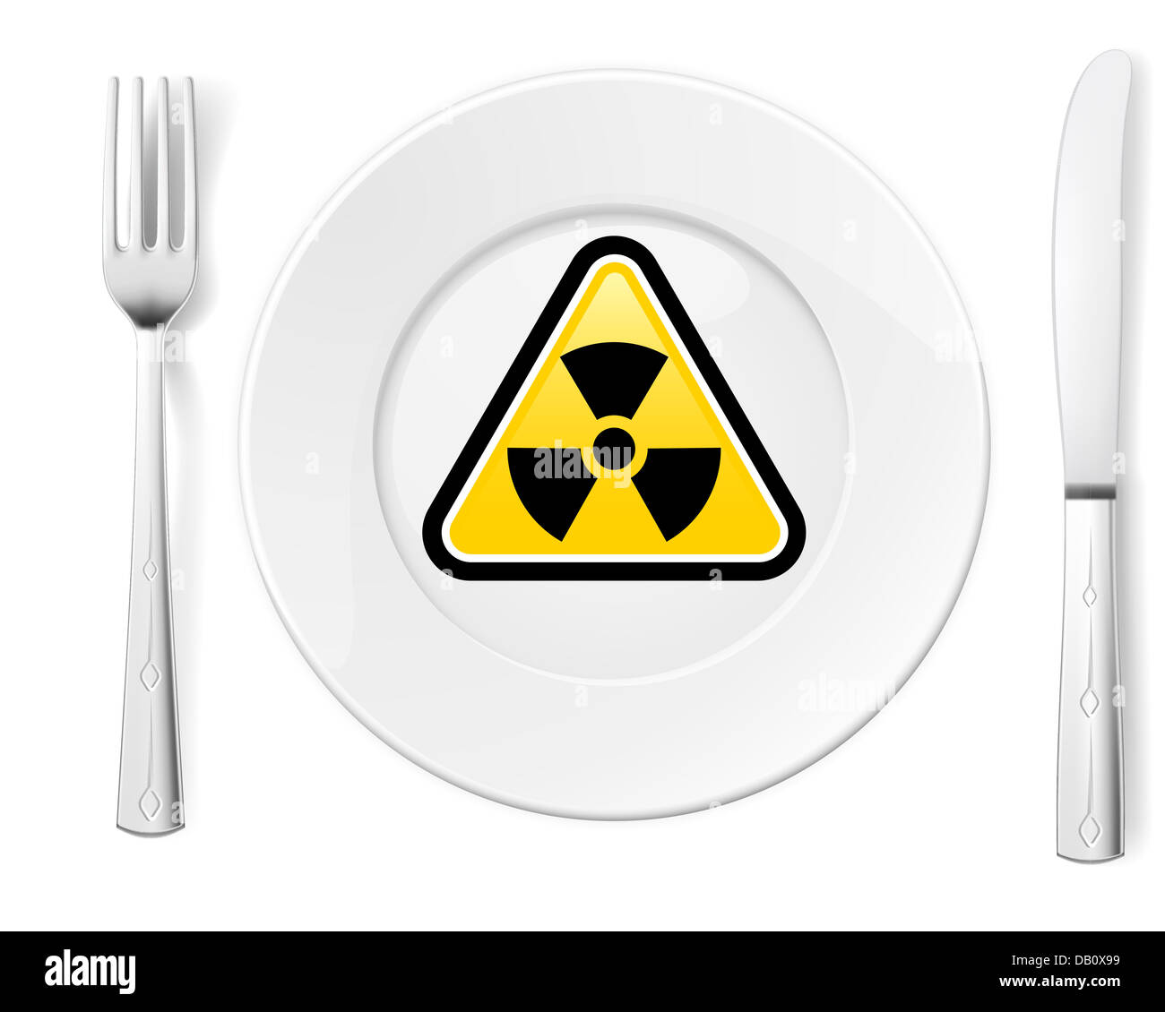 Dangerous food symbol represented by a Fork and Knife with a Plate and ...