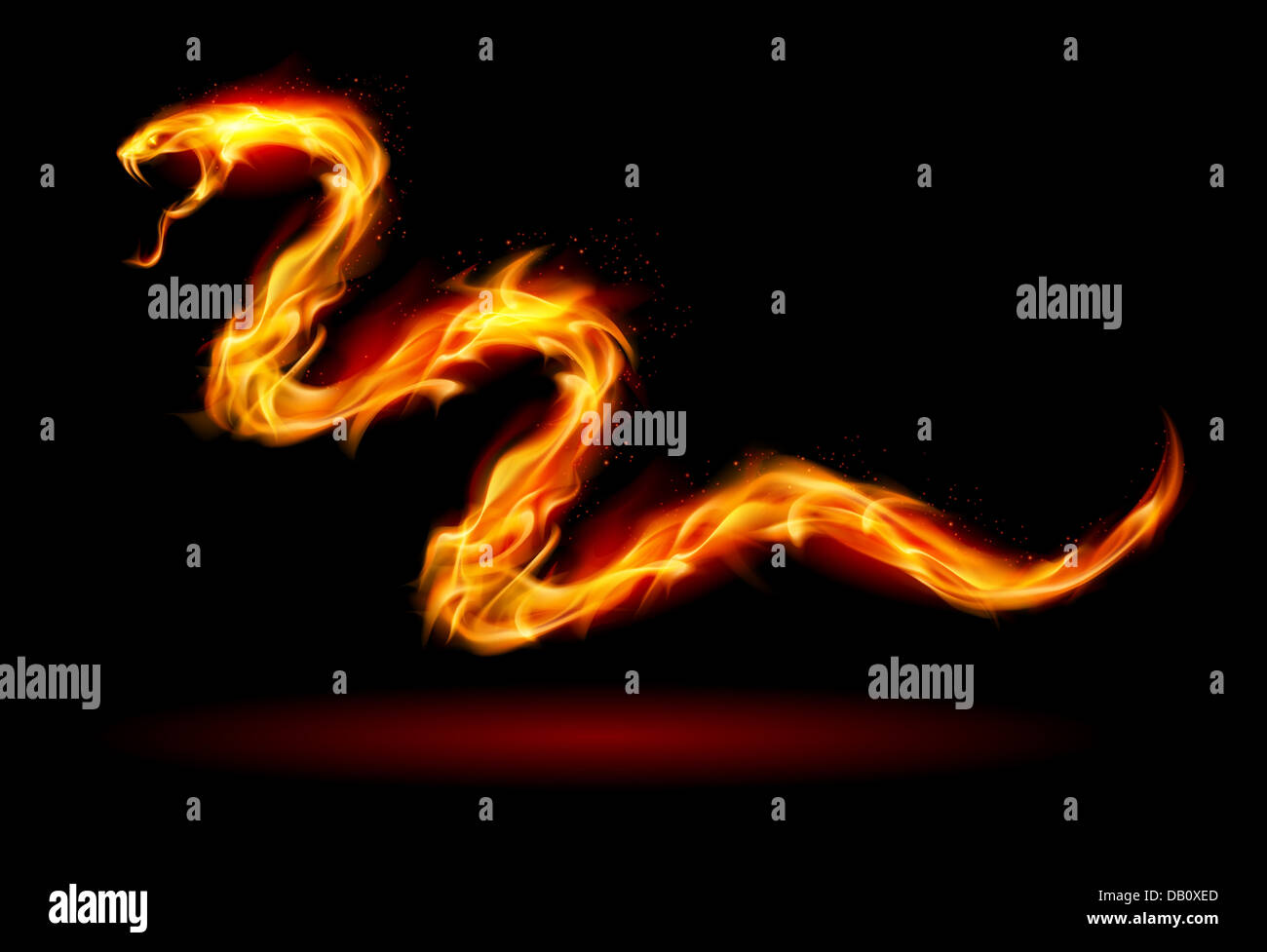 Fire Snake. Illustration on black for design Stock Photo - Alamy