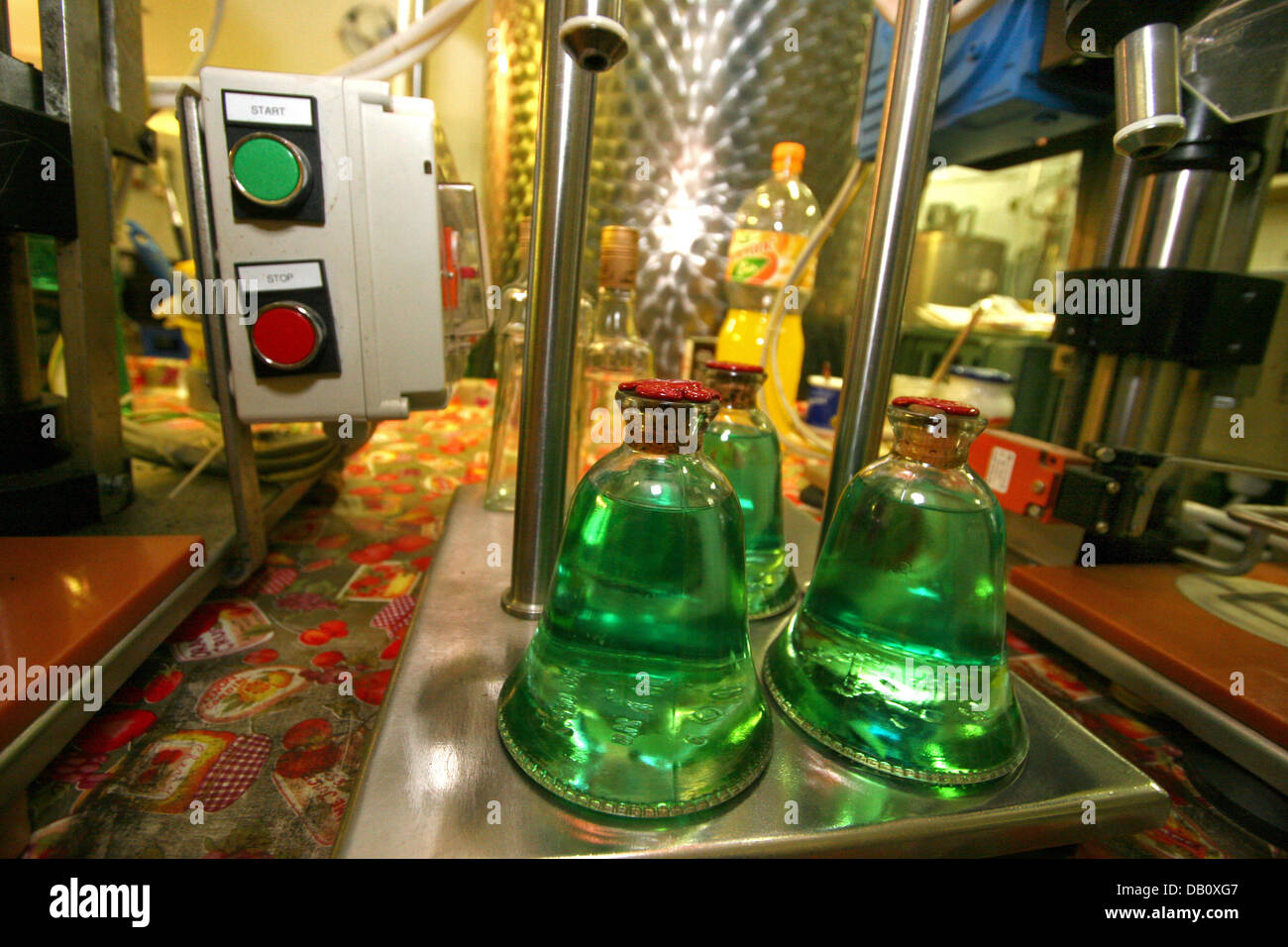 The picture shows bottling plants for absinthe at the Hill's Distillery ...